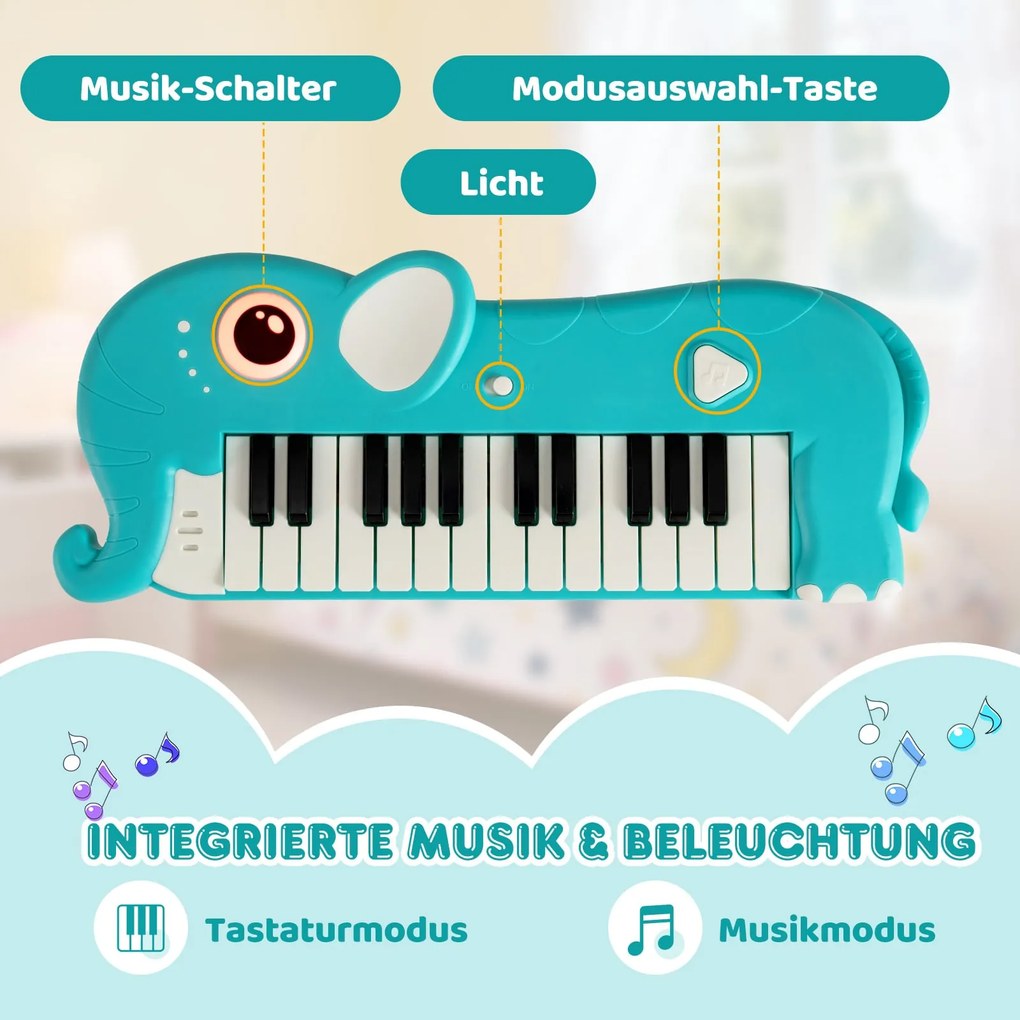 Costway 25 Dětské digitální piano Keys s vestavěnou hudební a světelnou
