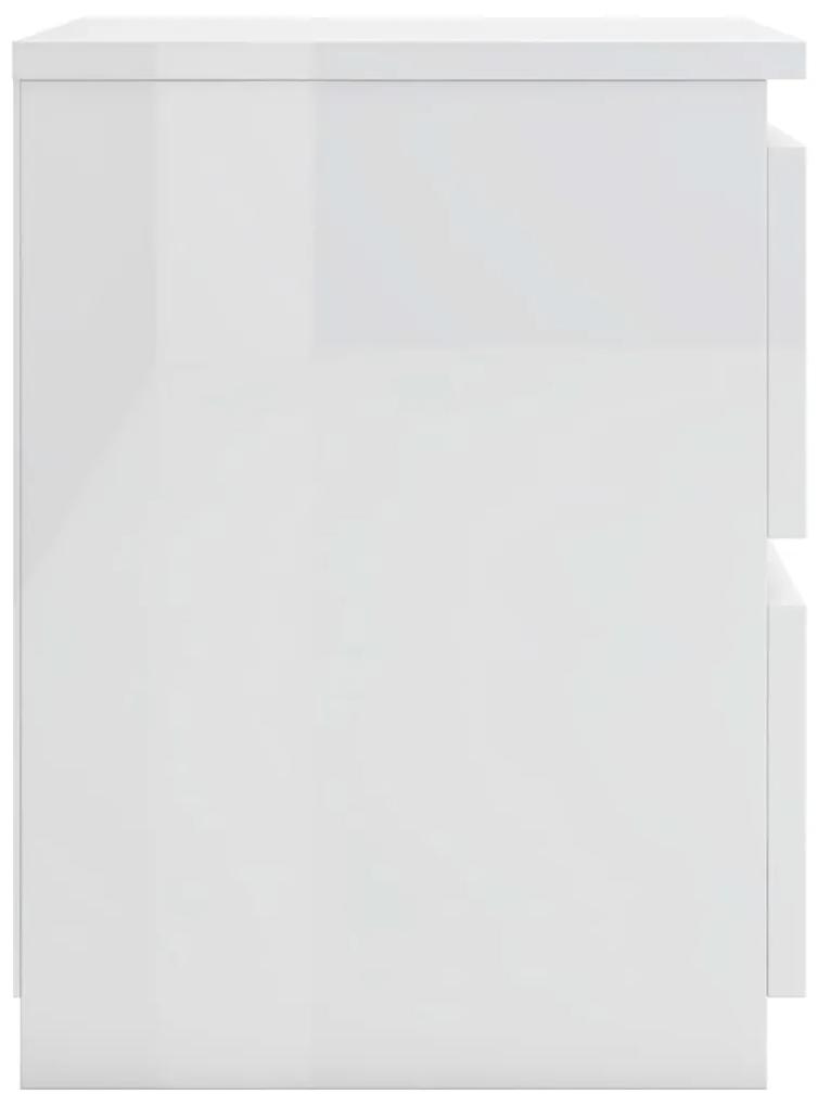 vidaXL Noční stolky 2 ks bílé s vysokým leskem 30x30x40 cm dřevotříska