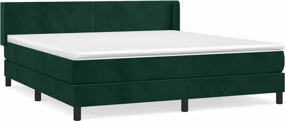Box spring postel s matrací tmavě zelená 160x200 cm samet 3130850