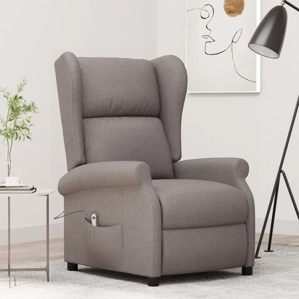 Elektrické polohovací křeslo ušák taupe textil 3098327