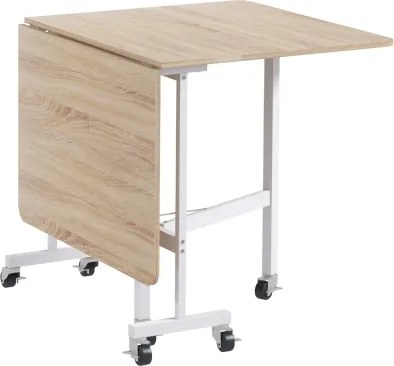 HOMCOM skládací stůl na kolečkách, stůl pro notebook, jídelní stůl, včetně brzd, dub
