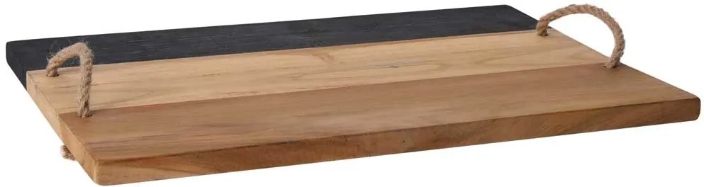 Podnos pro přenášení a podávání jídel, týkové dřevo, 40x1,5 cm, EH