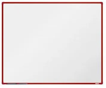 Bílá magnetická tabule boardOK, 150 x 120 cm, červená