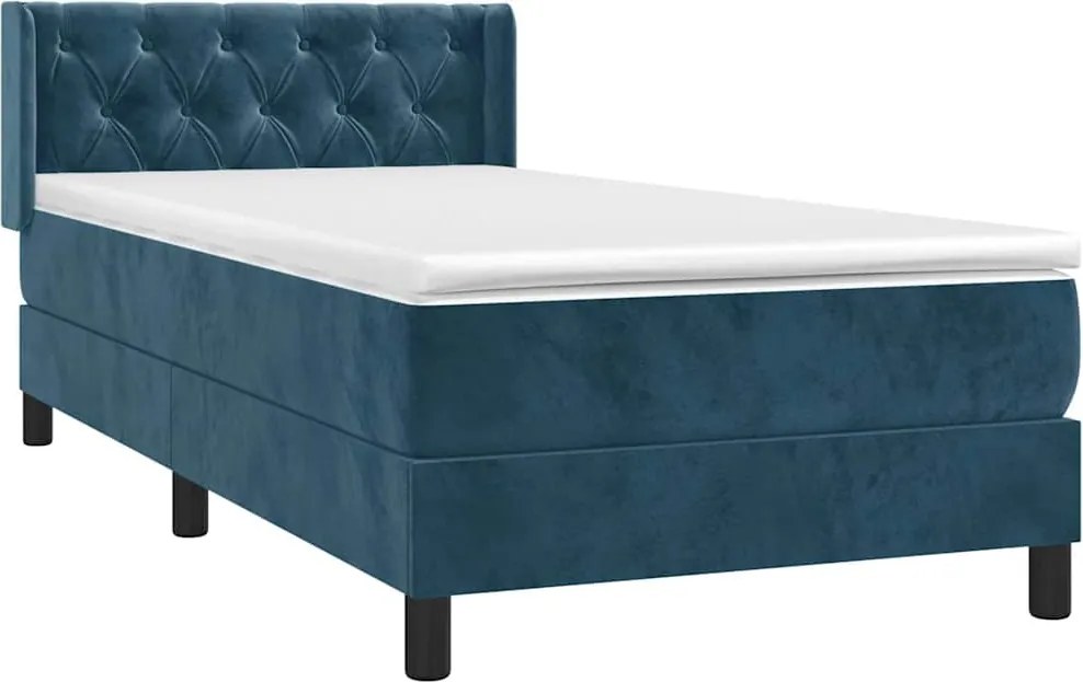 Box spring postel s matrací tmavě modrá 80 x 200 cm samet 3131109