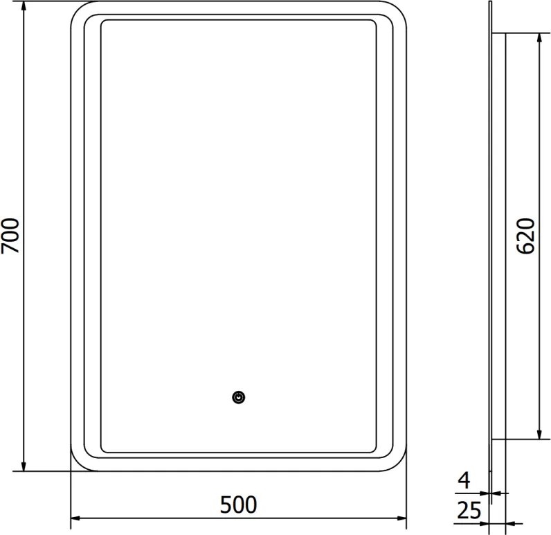 Mexen Zusa, LED koupelnové zrcadlo s podsvícením 50x70 cm, 6000K, ochrana proti zamlžování, 9808-050-070-611-00