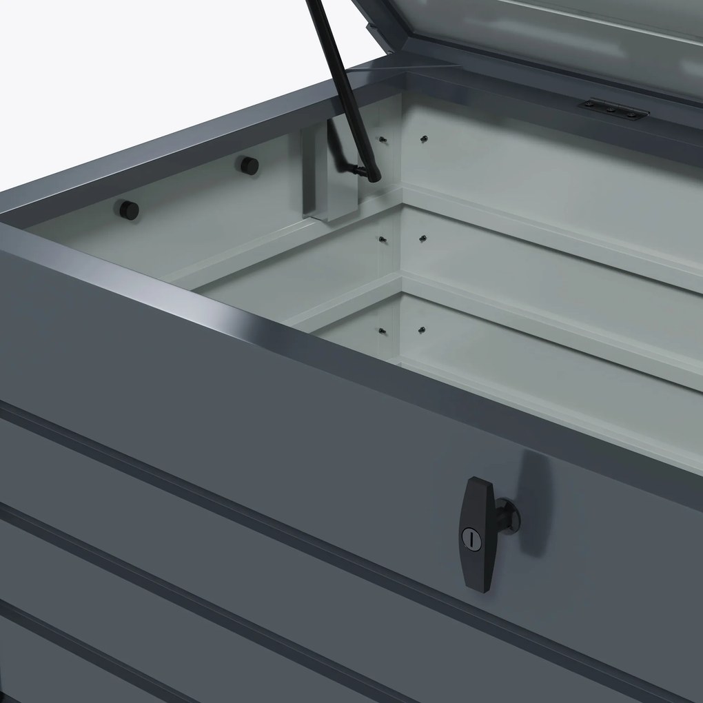 Outsunny Venkovní úložný box, zahradní box, box na polštáře, odolný proti povětrnostním vlivům, 4 kolečka, 100 x 62 x 65 cm, tmavě šedý