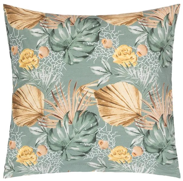 Bellatex Polštářek ADÉLA 40x40 cm Monstera, růže žlutá, šedí, béžová
