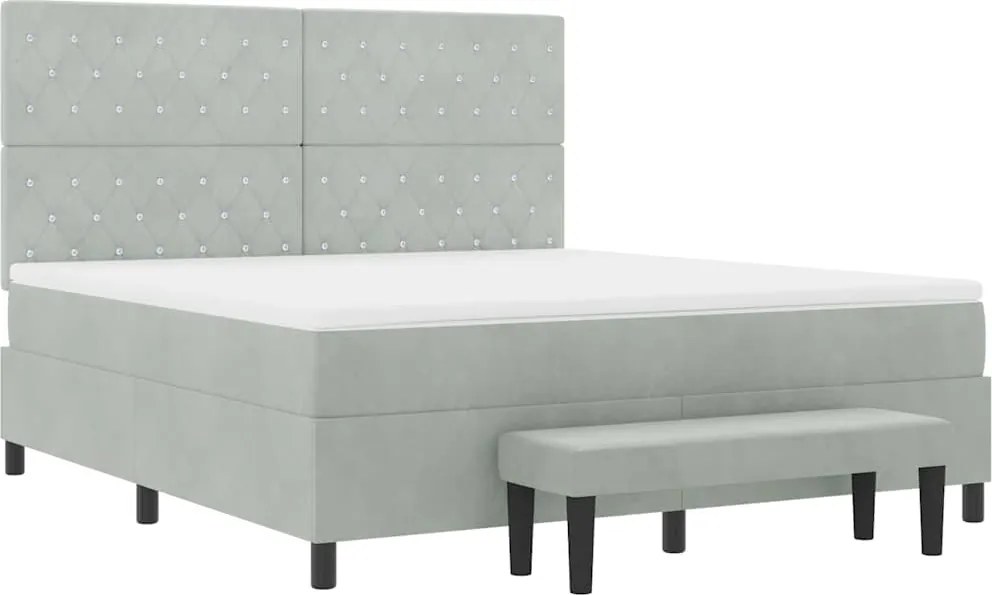 Postel s boxspringem s čelo Světle šedá 200 x 180 cm samet 3344462
