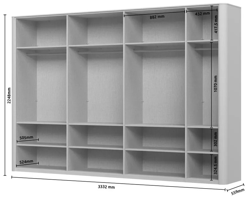 Skříň s osvětlením RONDO - P7R/RO - Cashmere lak mat