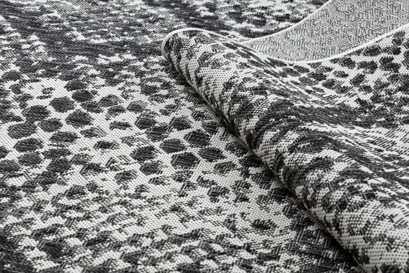 Dywany Łuszczów, Kusový koberec Sion Sisal Snake`s skin 22162 ecru/black – na ven i na doma, 160x220, šedá, chodba / předsíň