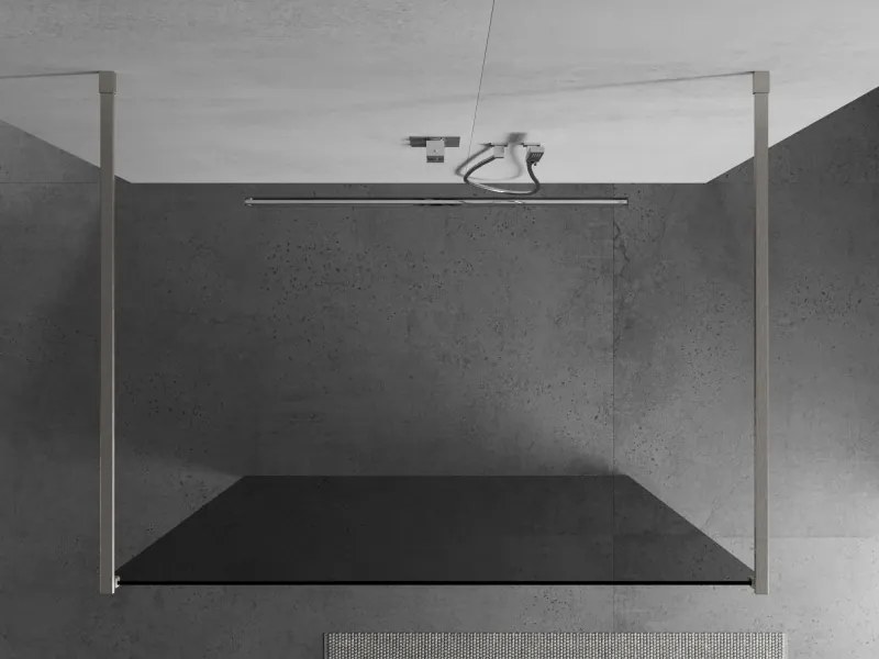 Mexen Kioto, sprchová zástěna Walk-In 110 x 200 cm, 8mm šedé sklo, broušená ocel profil, 800-110-002-97-40