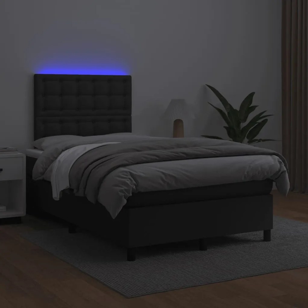 Box spring postel s matrací a LED černá 120 x 190 cm umělá kůže 3270293