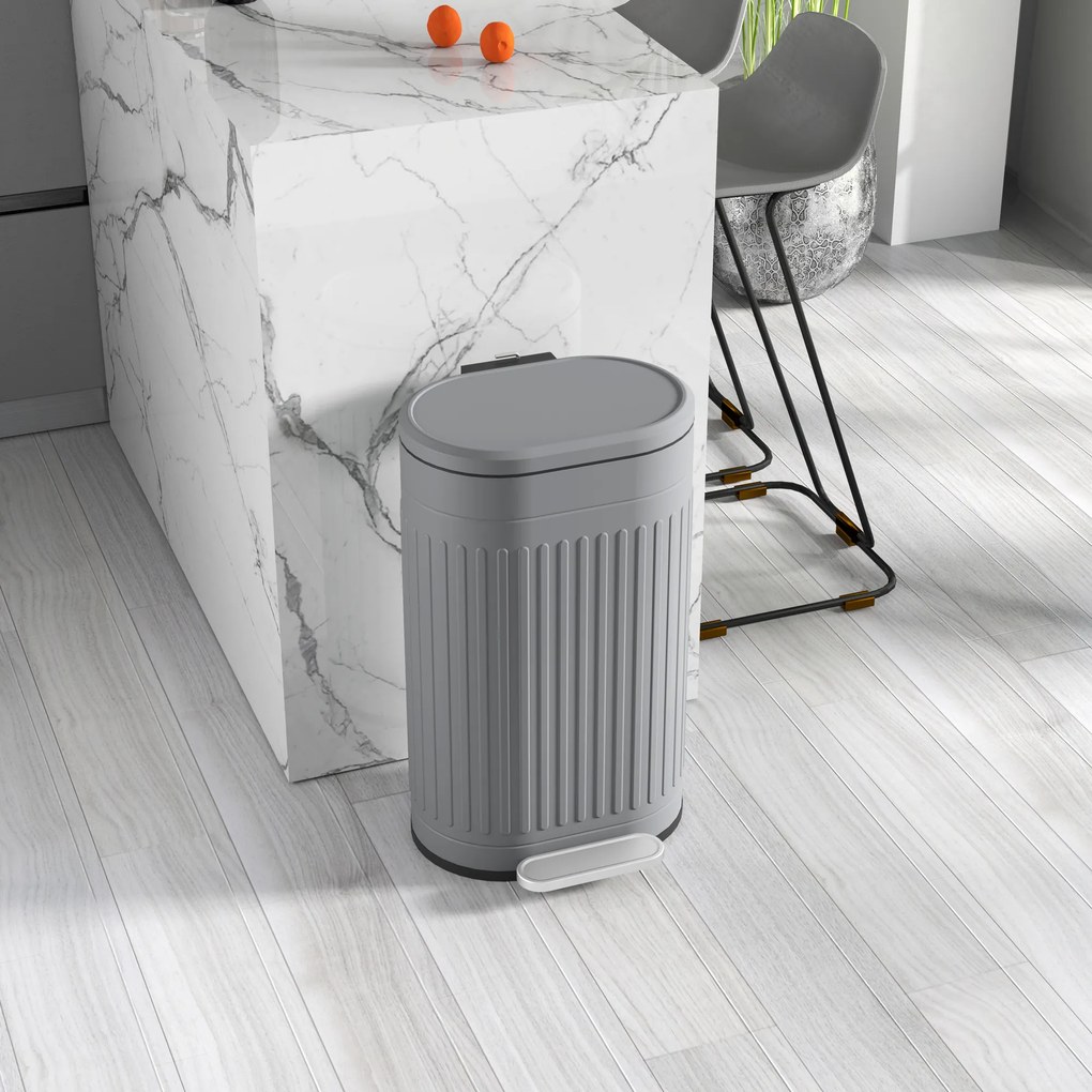 HOMCOM Odpadkový koš 30 l pedálový koš s víkem nožní pedál vyjímatelný vnitřní koš s funkcí soft-close 36,5 x 31,2 x 60,8 cm, šedý