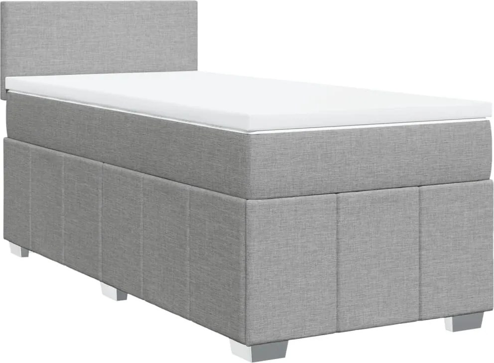 Box spring postel s matrací světle šedá 90x200 cm textil 3289244