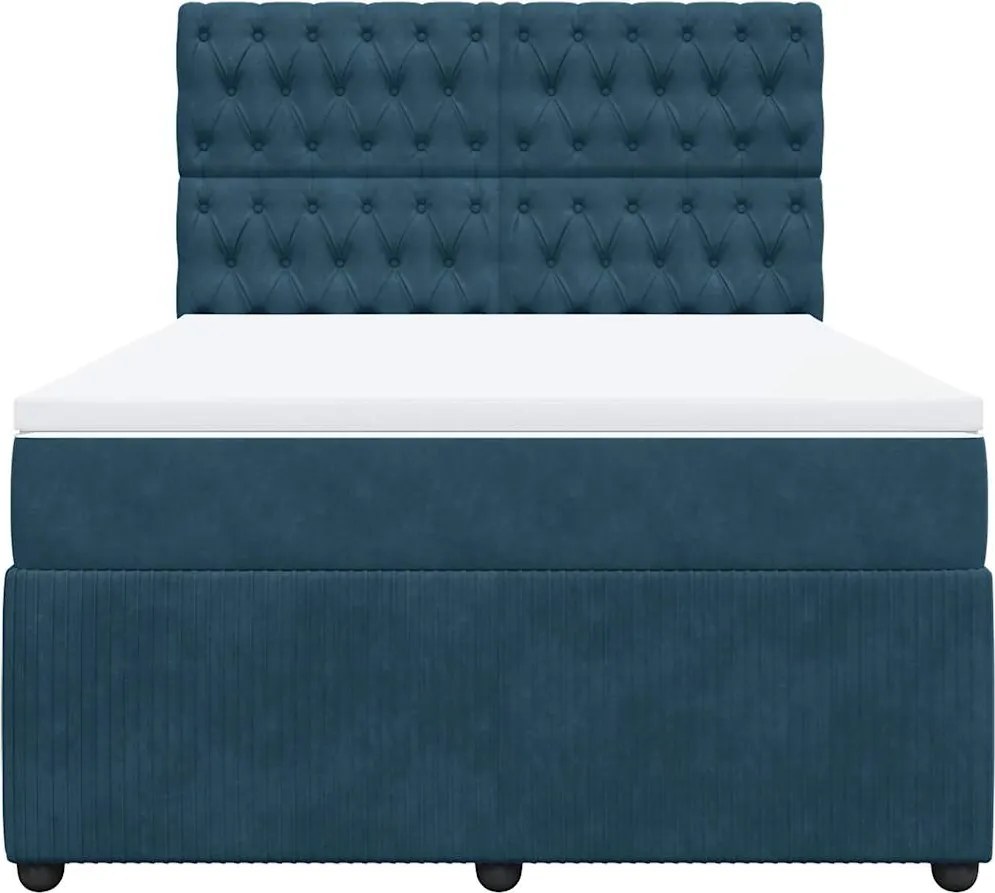 Box spring postel s matrací modrá 160 x 200 cm samet 3294692