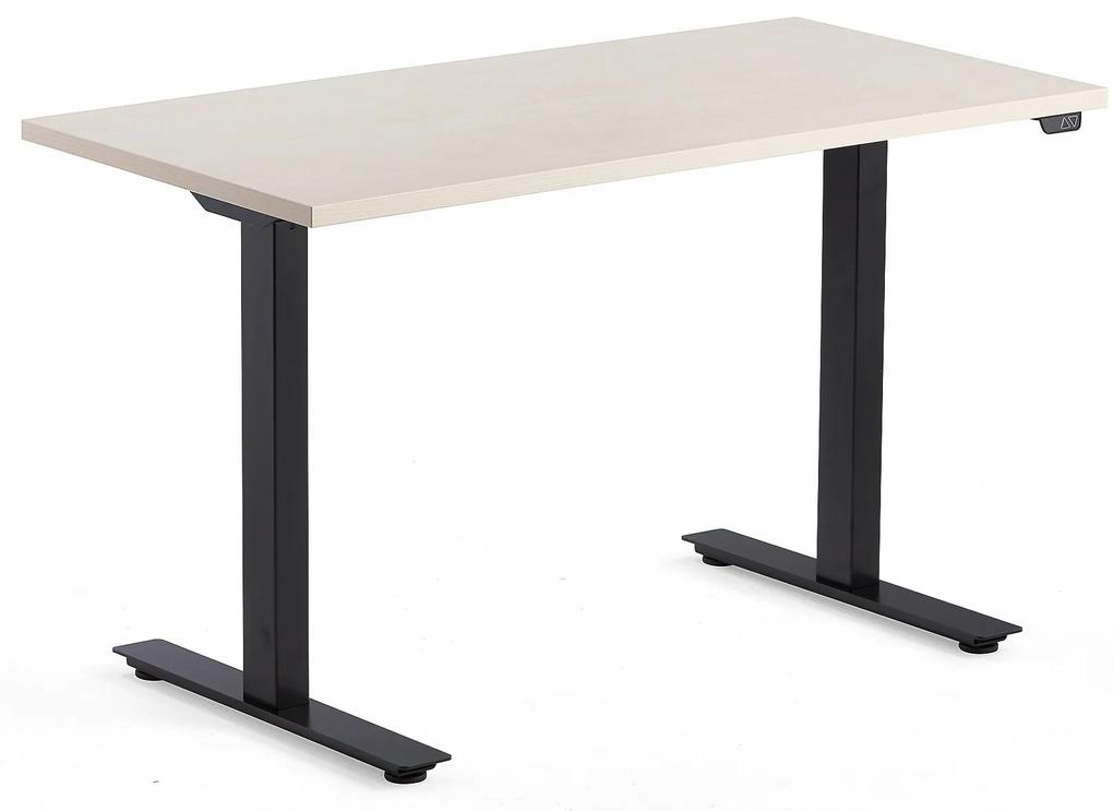 AJ Produkty Výškově nastavitelný stůl MODULUS, 1200x600 mm, černý rám, bříza