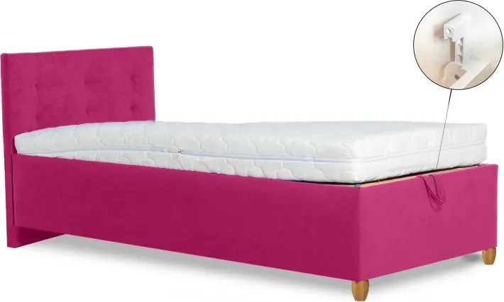 Postel ALMA s lamelovým roštem 2, 200x80, zelená (č.29/nohy buk)
