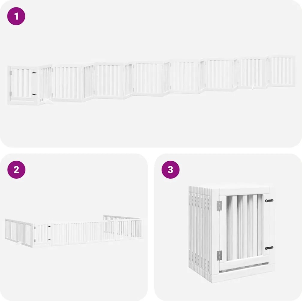 Zábrana pro psy s dvířky skládací 15 panelů bílá 750 cm topol 3155649
