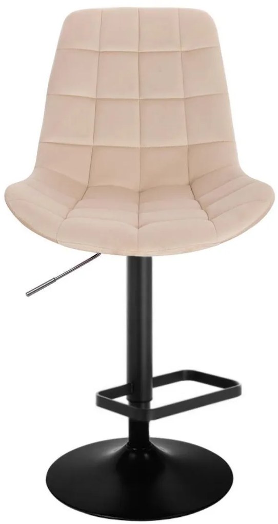 LuxuryForm DESIGN Barová židle PARIS VELUR na černé kulaté podstavě - krémová