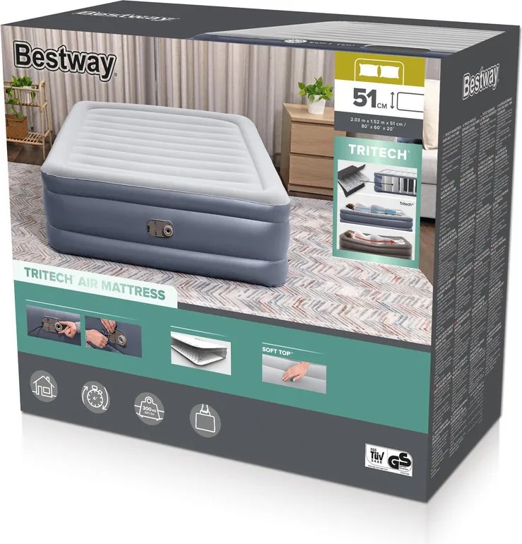 Nafukovací turistická dvoulůžková matrace 203 x 152 x 51 cm Bestway 6713I