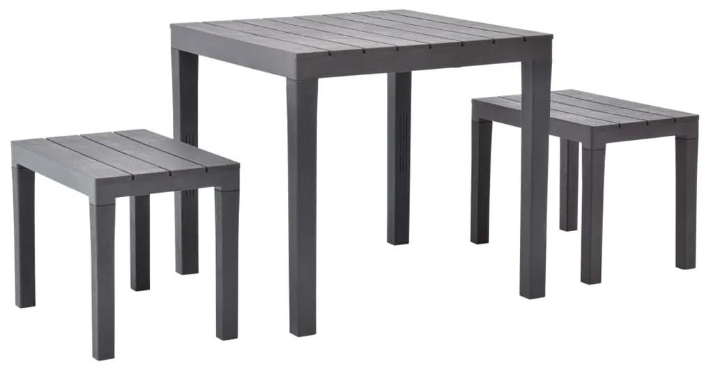 48779 vidaXL Zahradní stůl se 2 lavicemi plast hnědý