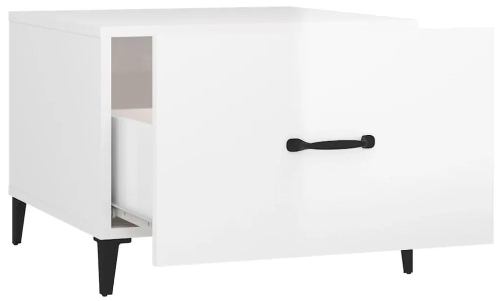 Konferenční stolek s kovovými nohami lesklý bílý 50x50x40 cm - Default Title