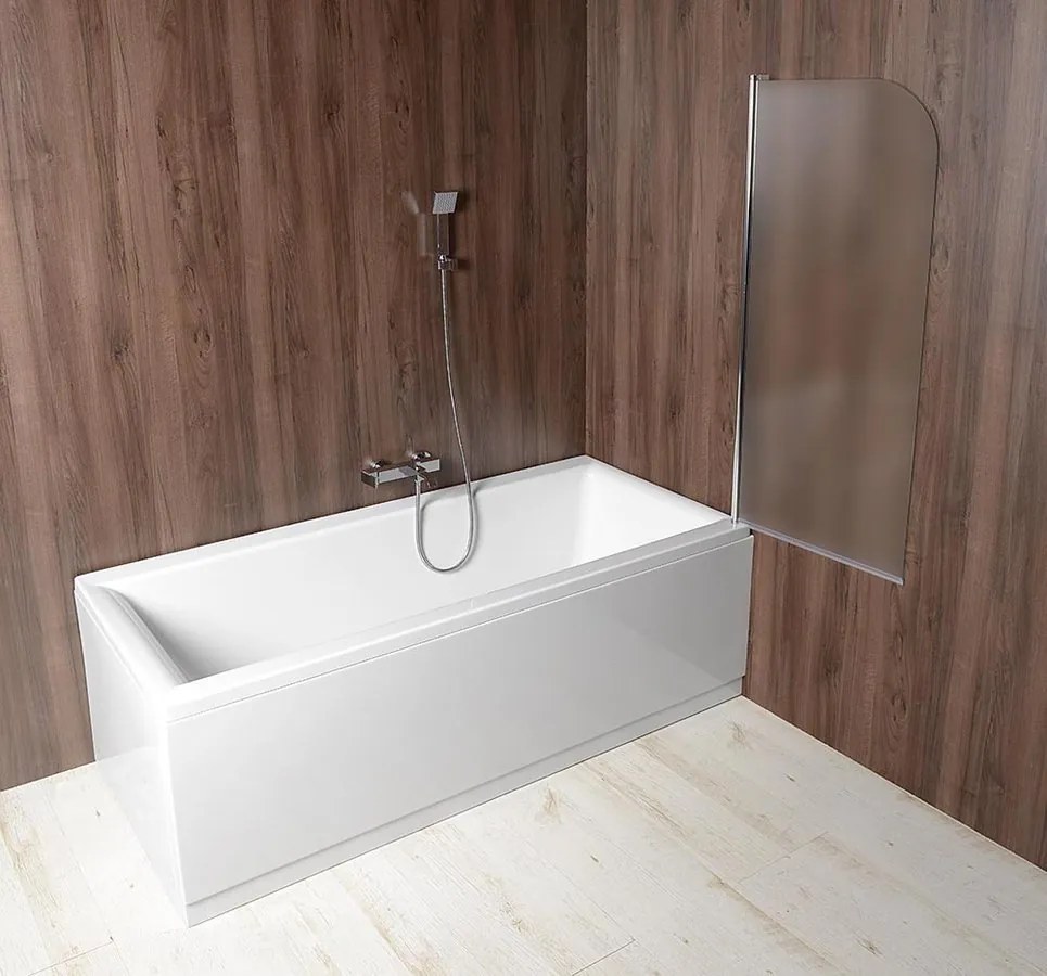 Aqualine, VILMA vanová zástěna 600x1400 mm, chrom, pravá, brick sklo, AQ6018P