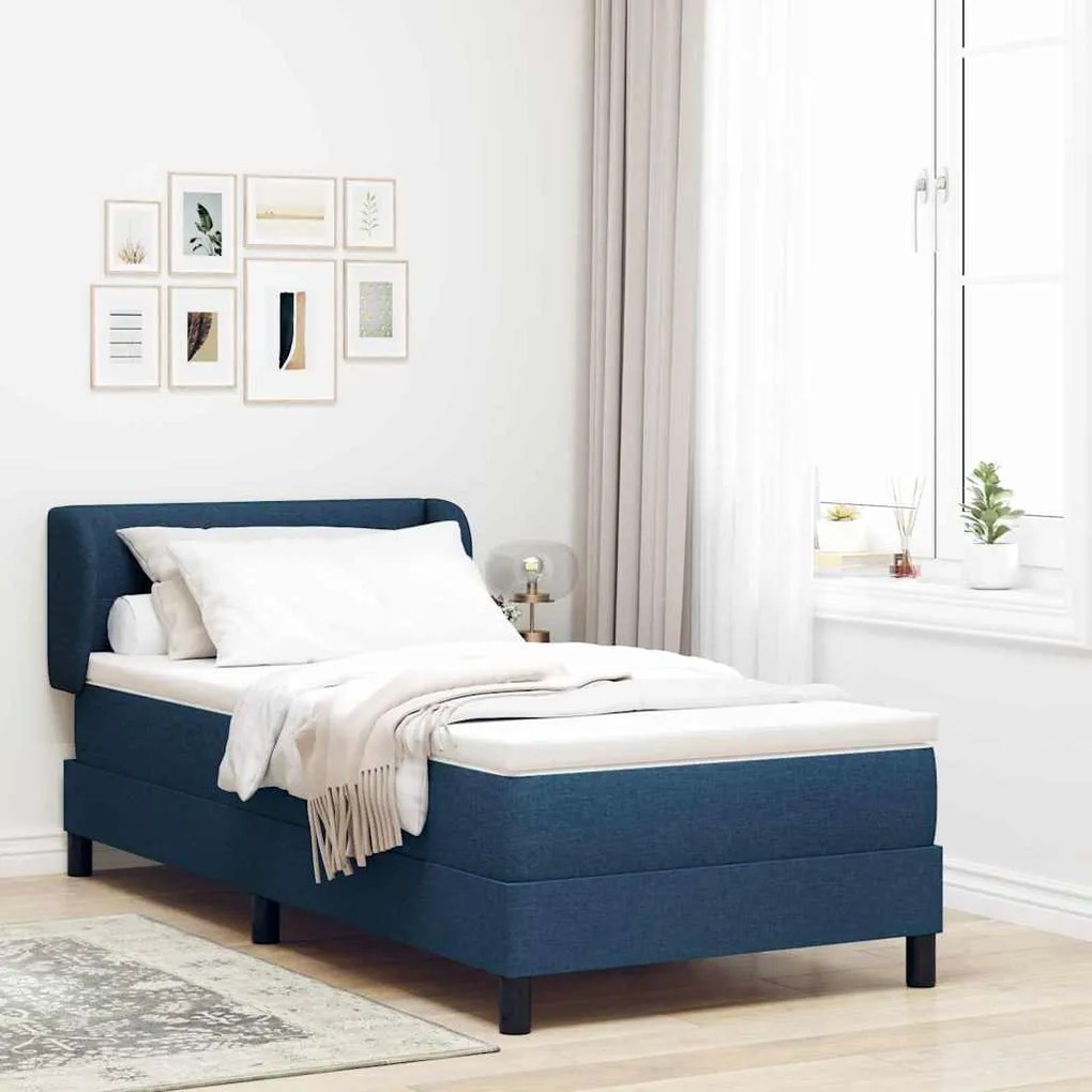 Postel s boxspringem s čelo Modrá 90 x 190 cm textil 3340002