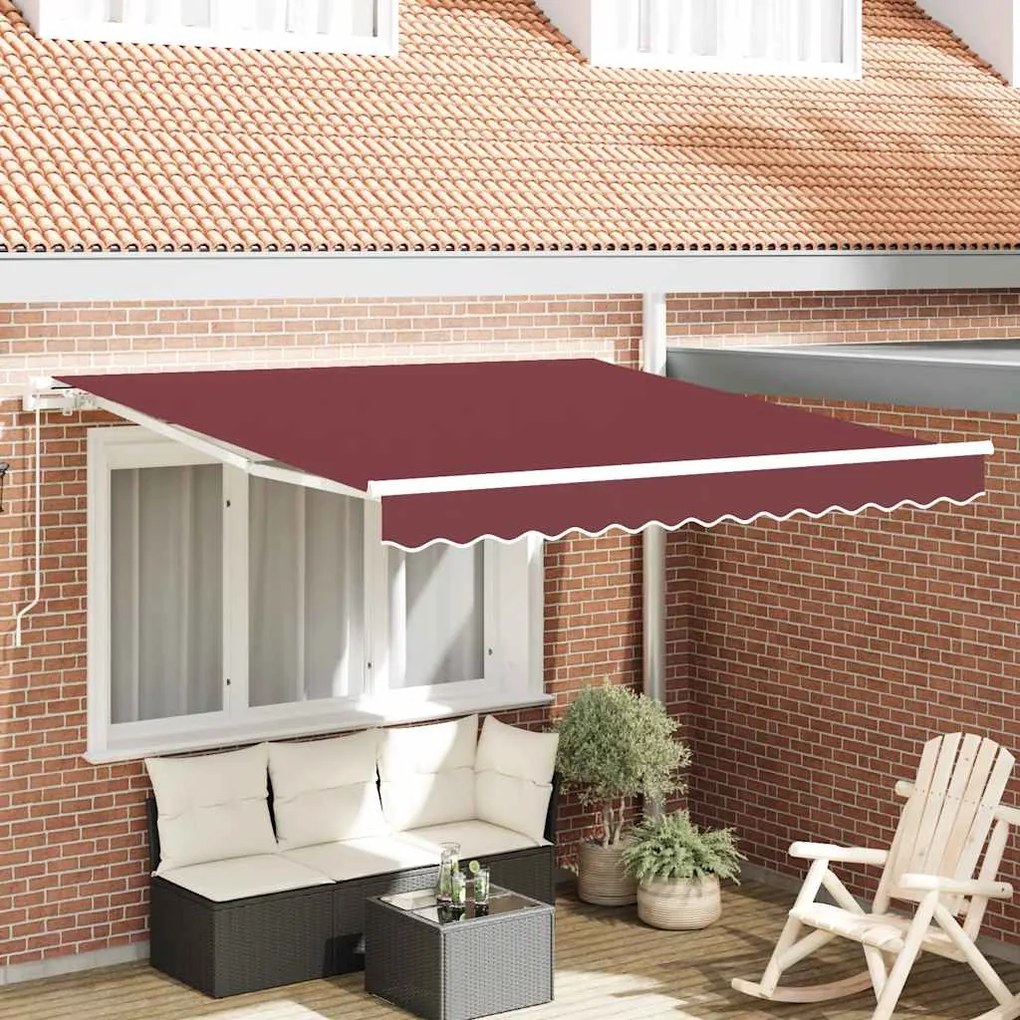 Ručně zatahovací markýza burgundská 300 x 250 cm 3215228