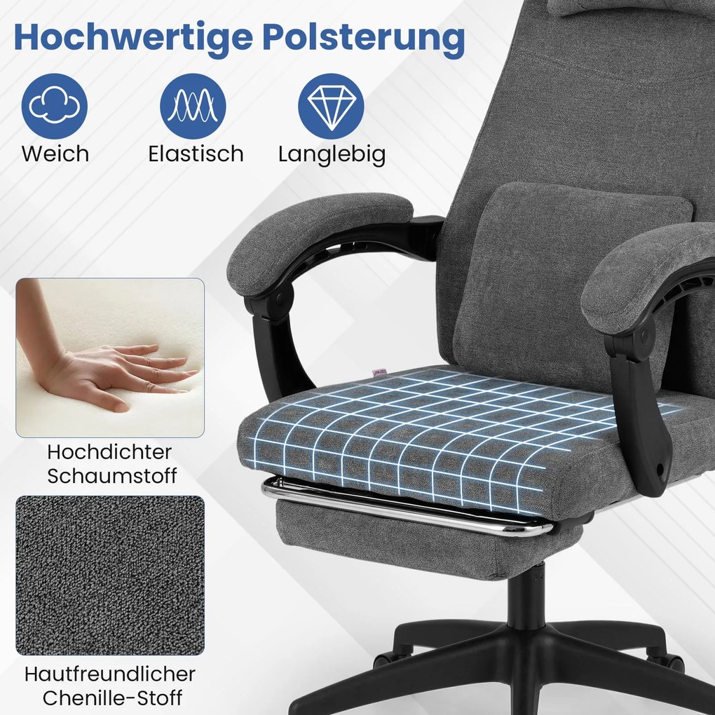 Costway Ergonomická kancelářská židle s výsuvnou opěrkou nohou a nastavitelným