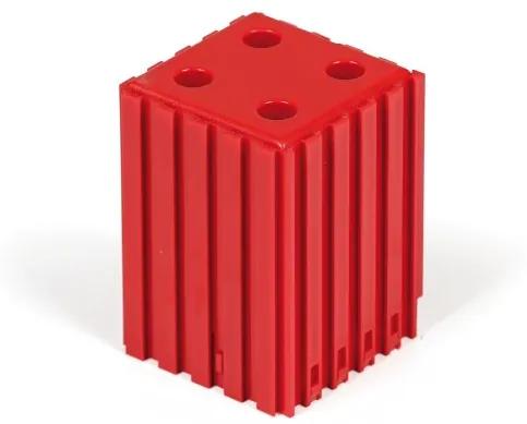 Plastový box na nářadí s válcovou stopkou D8, modul 5x5, 4 dutiny, červená