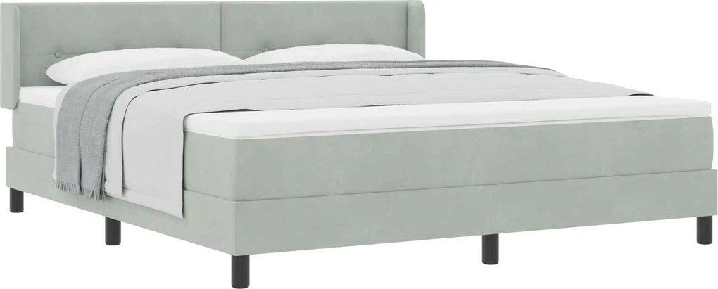 Postel s boxspringem s čelo Světle šedá 200 x 180 cm samet 3341480