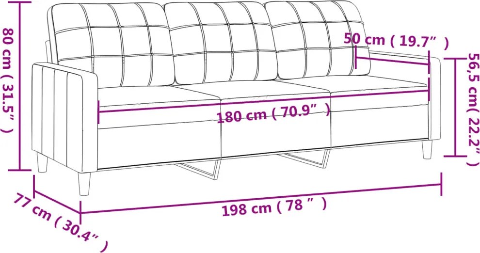 vidaXL 3místná pohovka 180 cm textil [359099] Barva: světle šedá