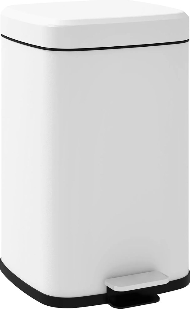HOMCOM 20L Pěnový Odpadkový Koš z Nerezové Oceli s Tichým Víkem, Kompaktní, Odnímatelný Vnitřní Kbelík, 28L x 35Š x 45V cm, Bílý | Aosom