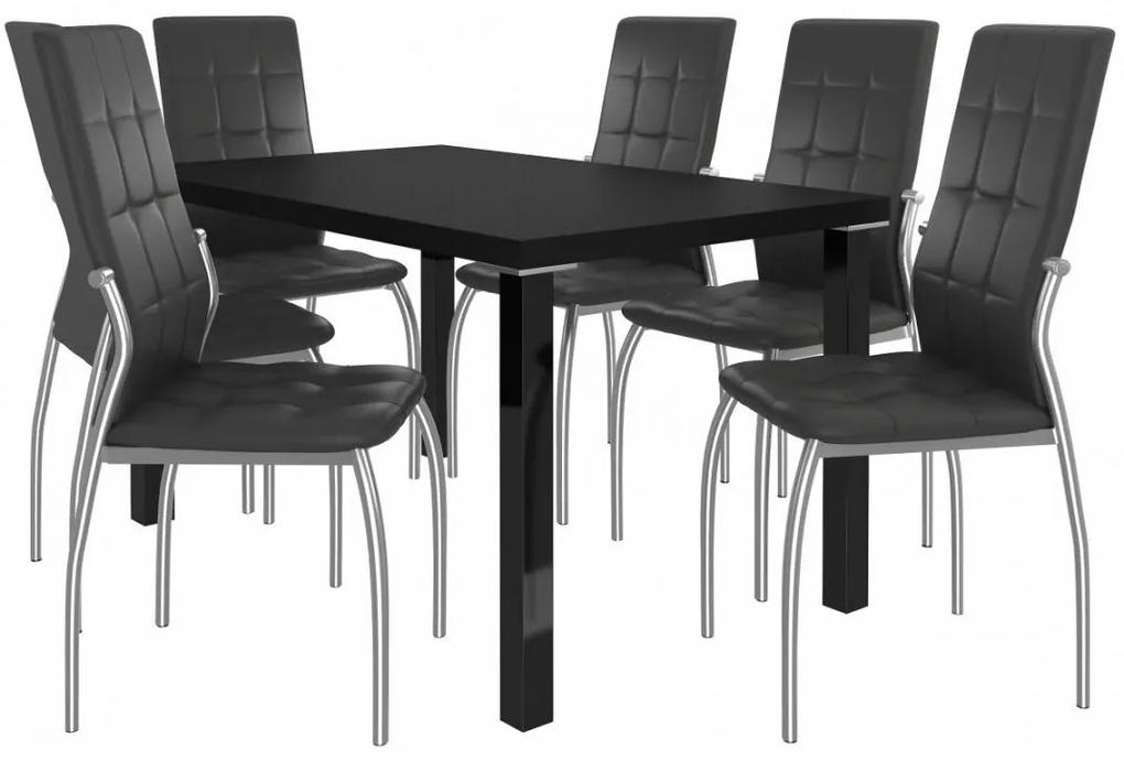 Jídelní set Loreno 1+6 židlí - černá/černá