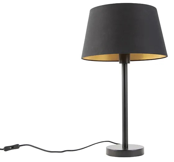 Klasická stolní lampa černá s černým stínítkem 32 cm - Simplo Biano.cz