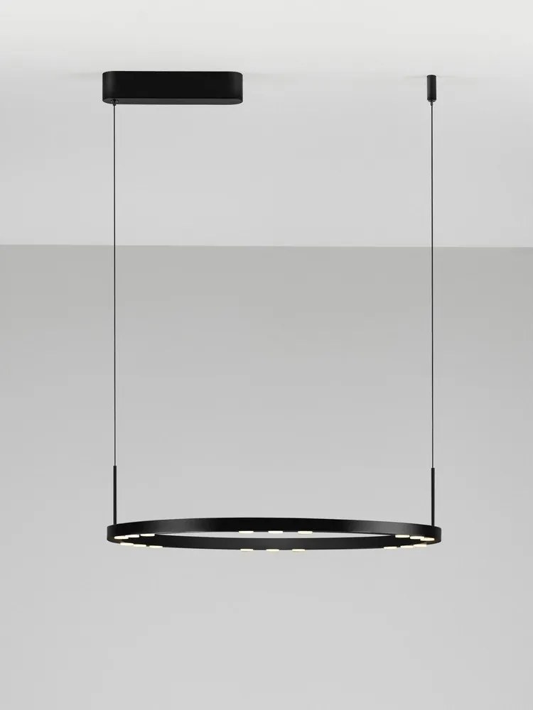 Matně černé hliníkové LED stmívatelné závěsné svítidlo ø 60 cm Lunette – Nova Luce