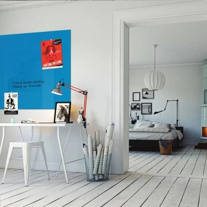 Modrá coelinová skleněná pracovní a kancelářská tabule Smatab® - 100 × 200 cm