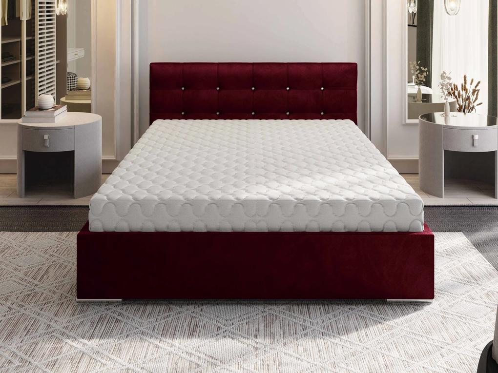 Manželská postel 160 cm Lonnie (bordó) (s roštem a úložným prostorem). 1047088