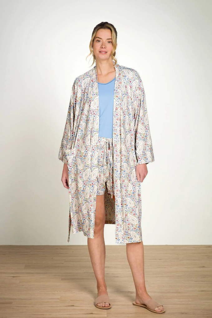 Pip Studio Naomi kimono Kairi Bloom, modré (Kimono z měkké strečové viskózy)