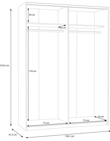 Šatní skříň KARO 150x210 cm bílá