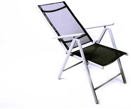 GARTHEN zahradní skládací židle s nánožníkem světle šedá