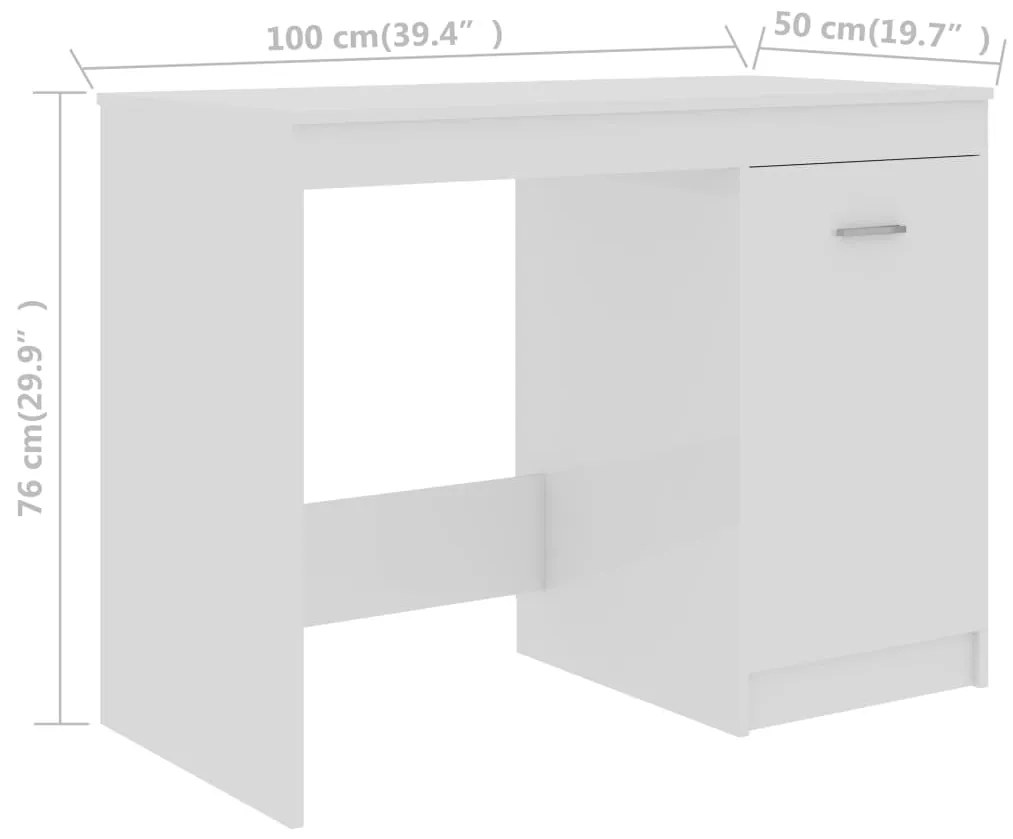 vidaXL Marketos Psací stůl bílý s vysokým leskem 100x50x76 cm kompozitní dřevo