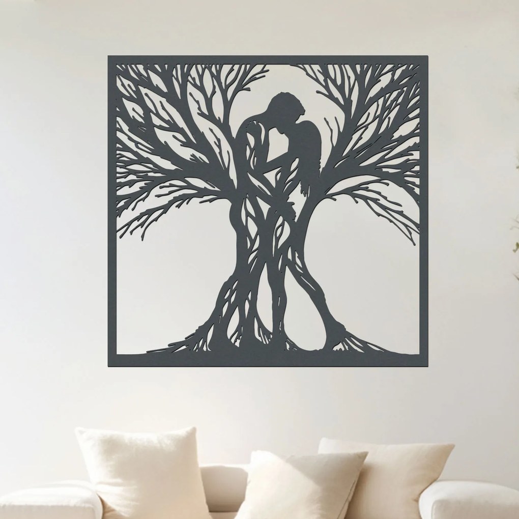 dřevo života Dřevěný strom SPOJENÍ Rozměry (cm): 80x80, Zvolte barvu dekoru: Antracitová