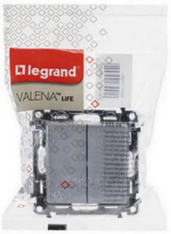 Legrand Valena LIFE vypínač č.6+6 schodišťový dvojitý hliník 752308