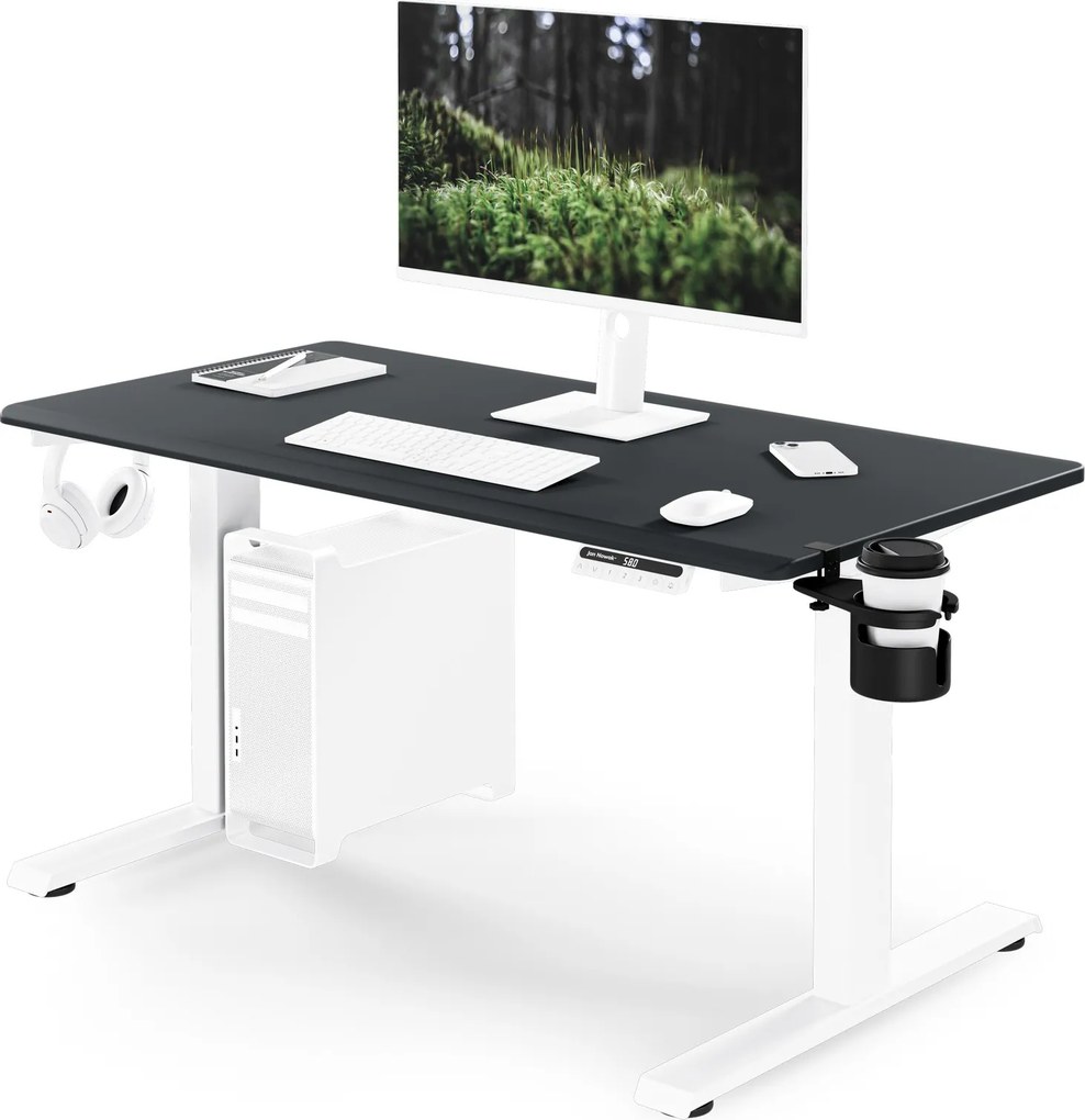 Elektrický stůl s nastavitelnou výškou ergonomický bílo-antracitový,1200x600 mm: ARIA