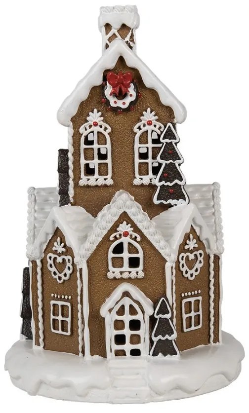 Hnědá svítící perníková chaloupka Gingerbread House - Ø 21*33 cm / 3*AAA
