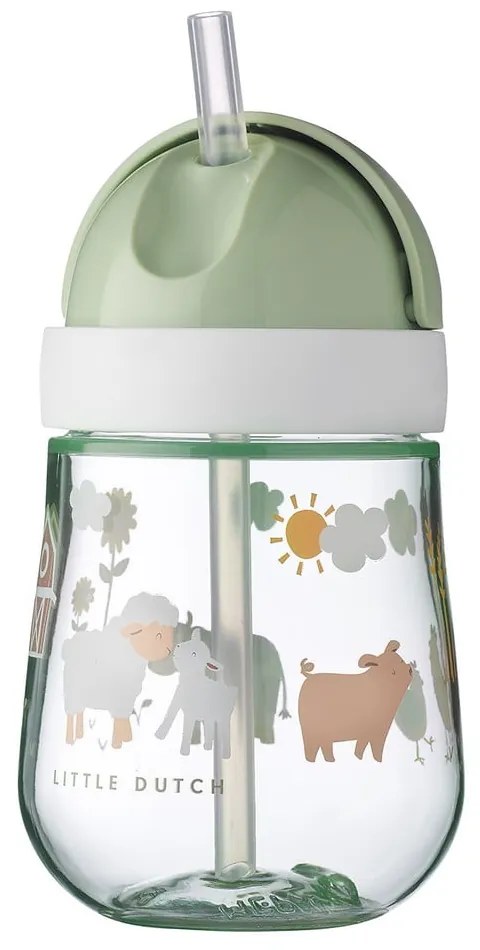 Bílá/světle zelená tritanová dětská lahev 300 ml Little Farm by Little Dutch – Mepal