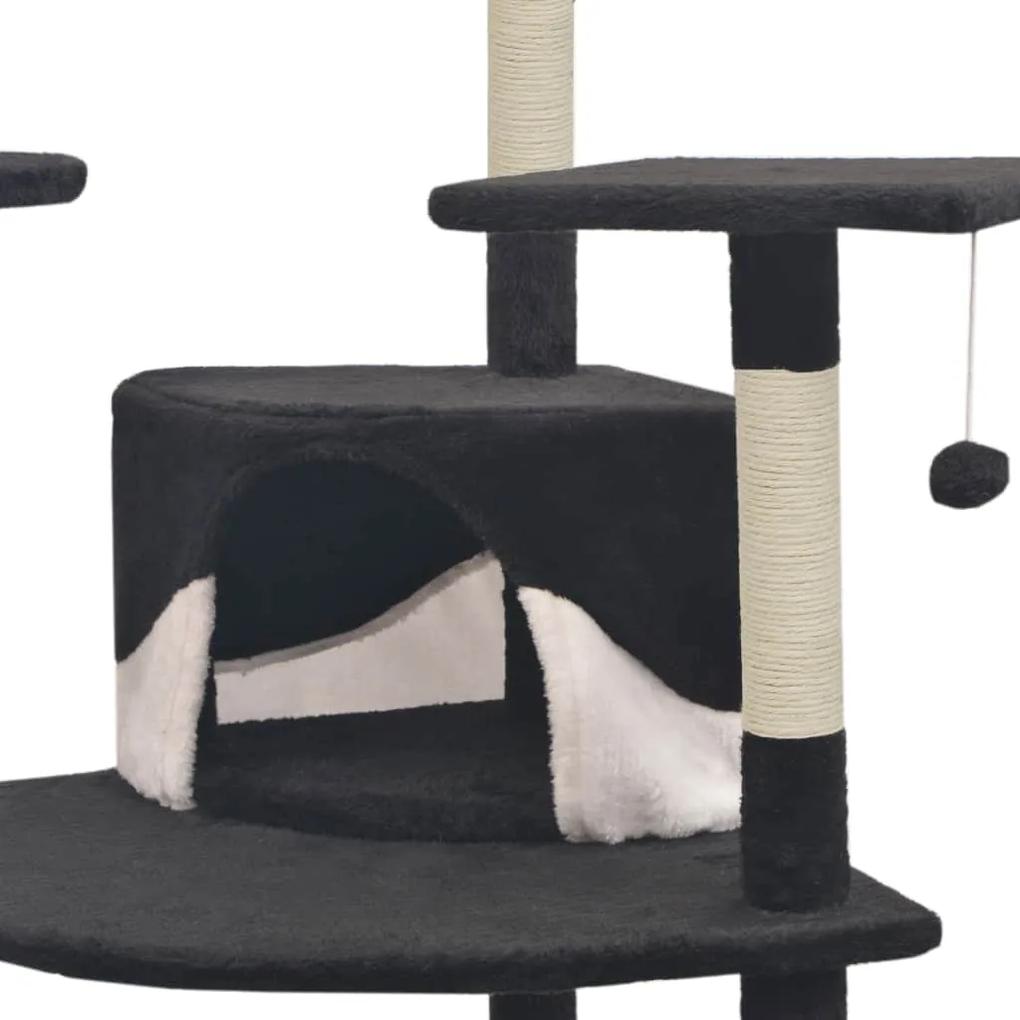 Škrabadlo pro kočky - sisalové sloupky - černé a bílé | 203 cm