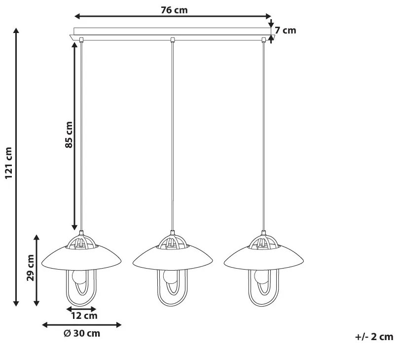 Závěsná lampa se 3 stínidly zlatá NATTAI Beliani